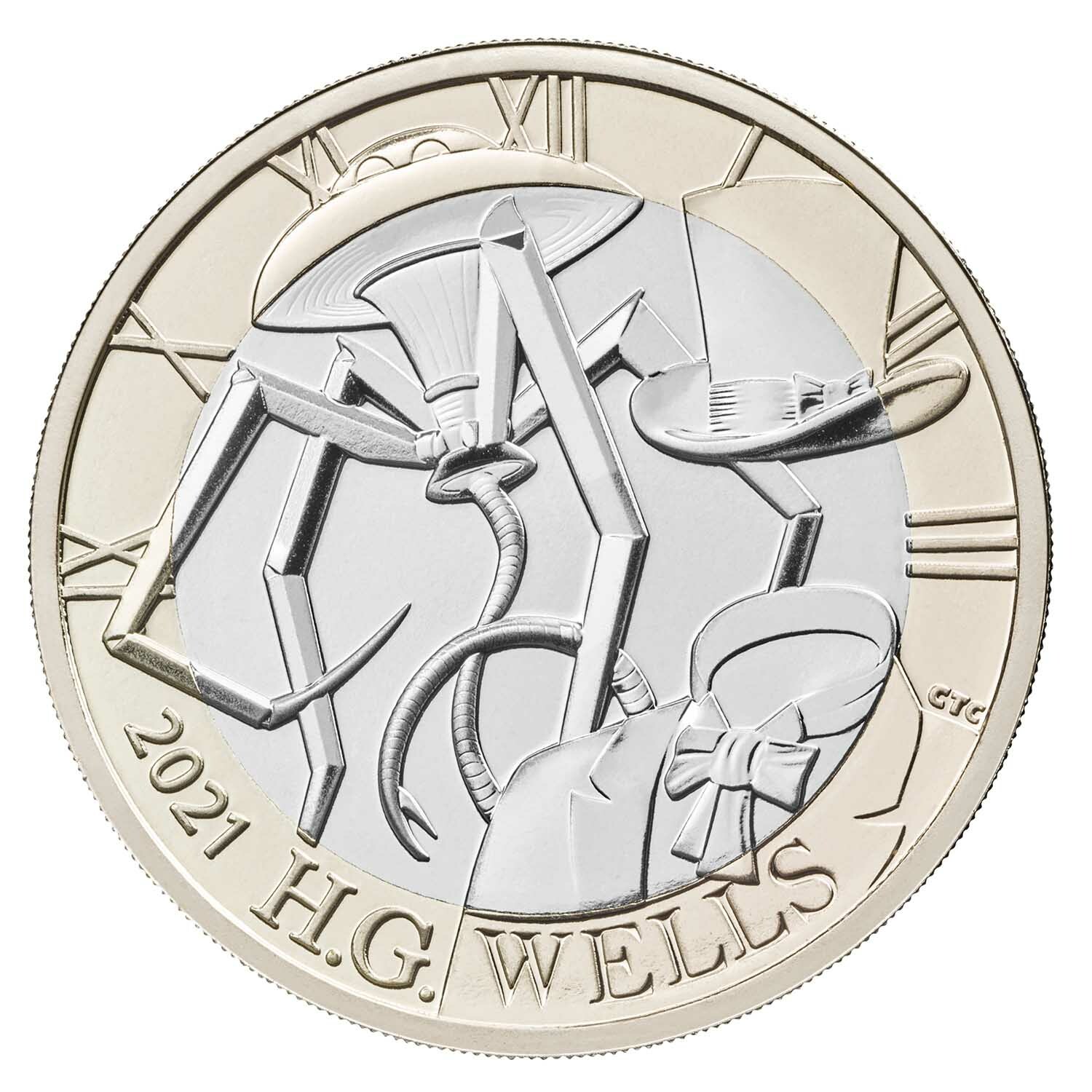 2021 HG WELLS £2 pound coin Two pounds Coin UK Royal Mint Brilliant ...