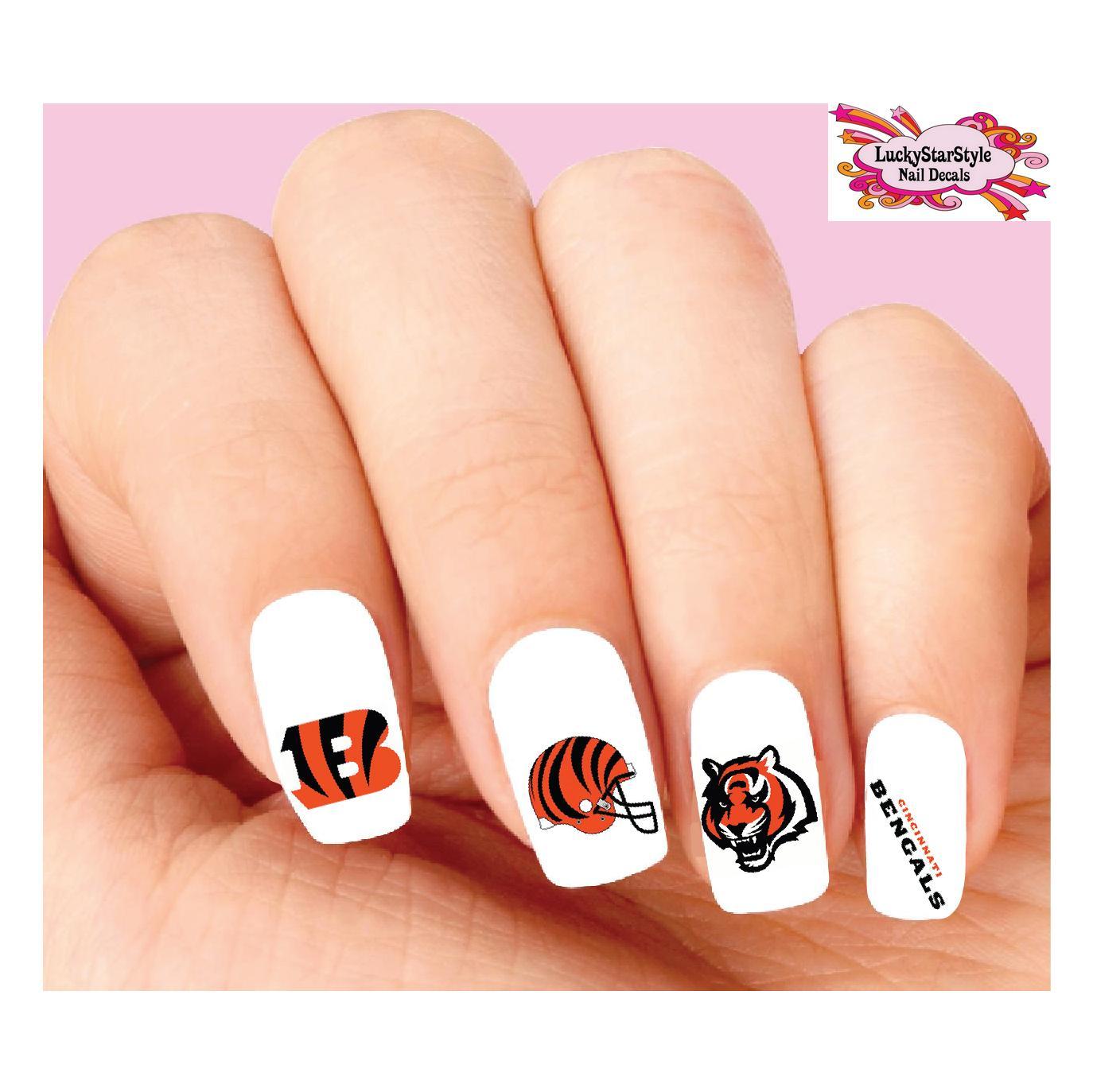 Waterslide Nail Decals Set of 20 - Cincinnati Bengals Football Assorted ...