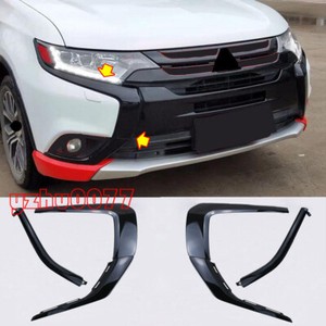 2016-20 For Mitsubishi Outlander Gloss Black Front Bumper Moulding Trim ...