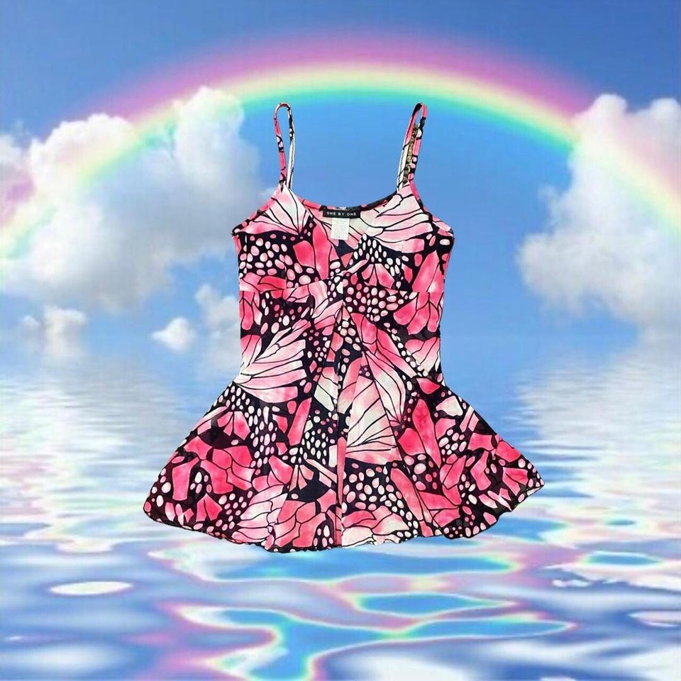 🦋 New Cute Pink Butterfly Print Cami Top with Split Front 🦋 | eBay