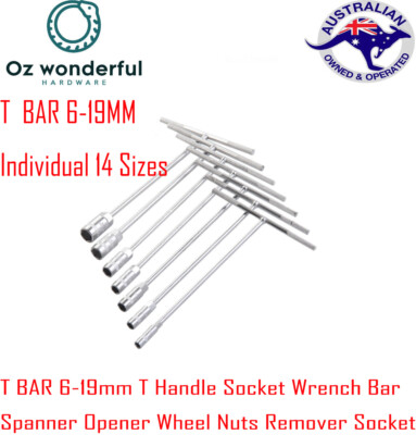 T BAR 6-19mm T Handle Socket Wrench Bar Spanner Opener Wheel Nuts ...