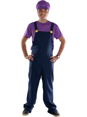 Evil Purple Plumber Video Game Guy Men's Costume | eBay