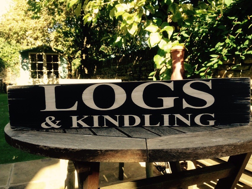 Logs and Kindling Sign Log Burner Fire Wood Store Pub Hotel Vintage Old ...