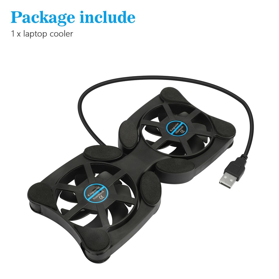 Dual USB Cooling Fan Pad Foldable Slim Fans Cooler Stand for Laptop PC ...