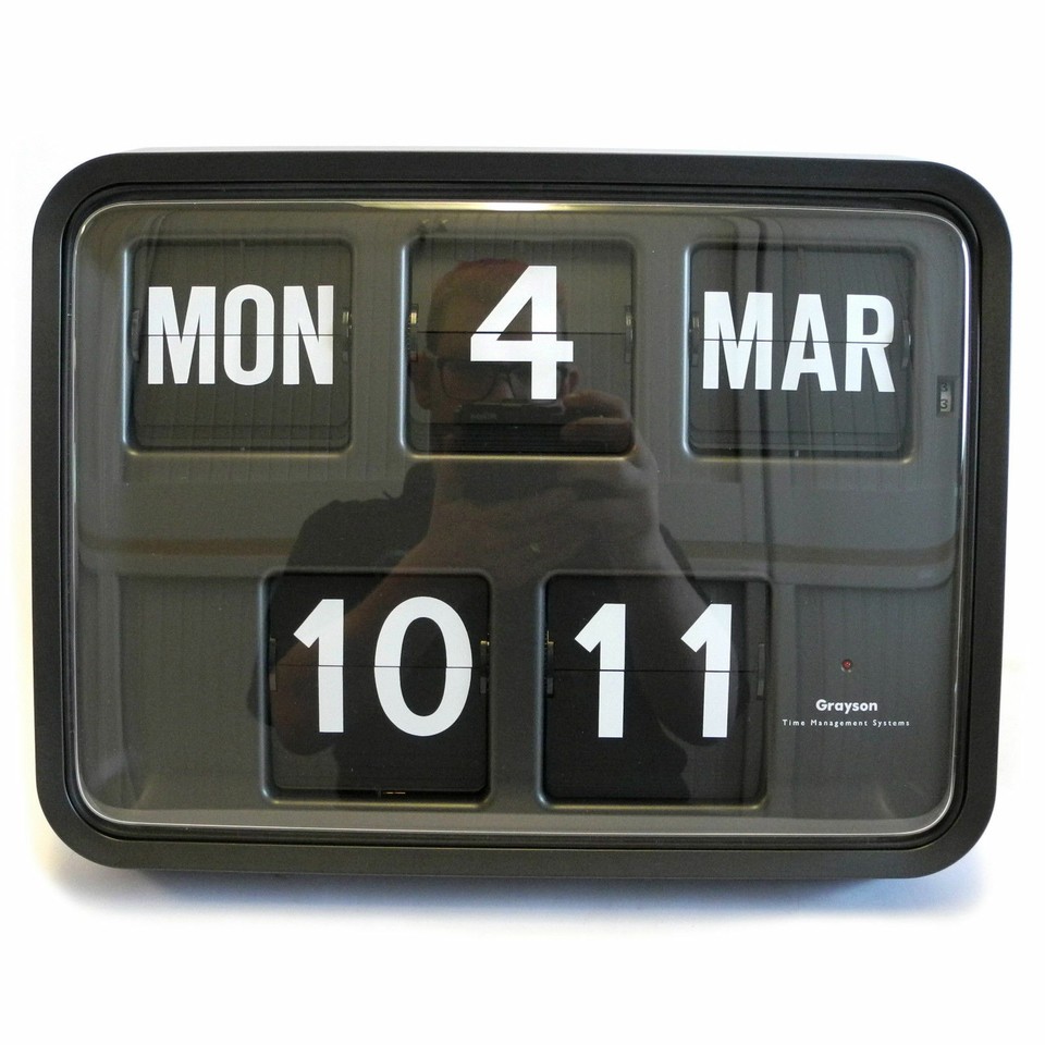 Grayson Black Digital Easy to Read Calendar Wall Clock Bank Shop BNIB ...