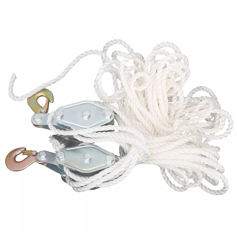 65 Feet Rope Hoist Pulley 2 Ton Wheel Block and Tackle System 7:1 Ratio ...