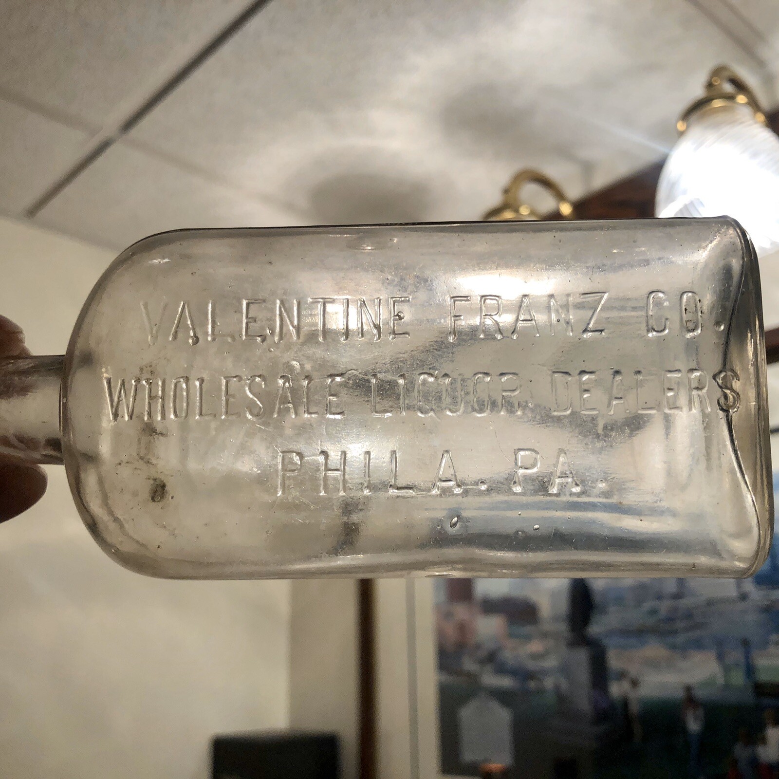 Blown Whiskey Bottle Valentine Franz Co Liquor Dealers Philadelphia PA ...