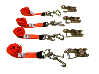 (4) | 2" x 10' RTJ Orange Diamond Weave Straps with Snap Hook Ratchets ...