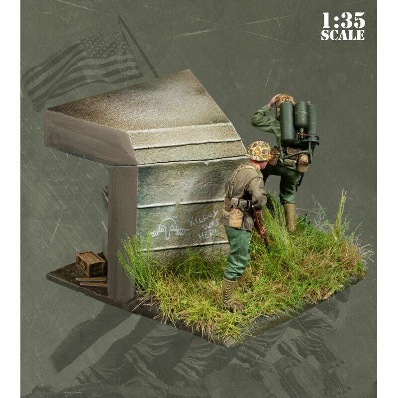 1:35 Resin model kit US Soldiers 2 Figures And Blockhouse Unassembled ...