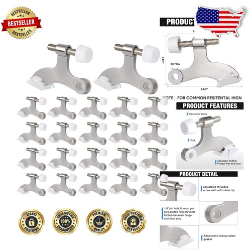 Quality Zinc Hinge Pin Door Stops - 48 Adjustable Rubber Bumper Tips ...