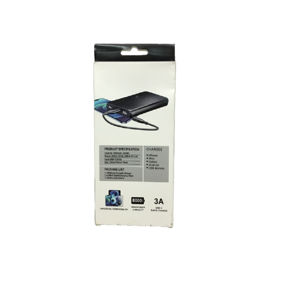Unbranded BP8C1 Portable Charger 8000mAh Power Bank USB-C Black ...