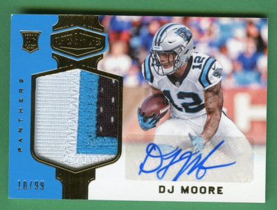DJ MOORE 2018 PLATES & PATCHES ROOKIE JERSEY AUTO /99 CAROLINA PANTHERS ...
