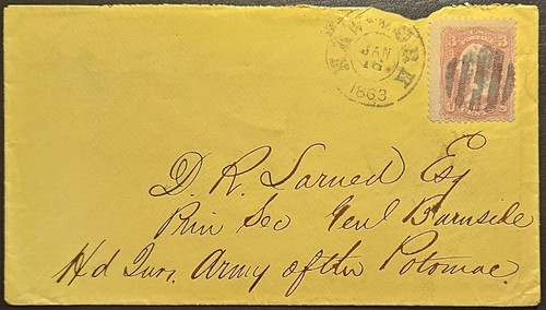 NY DCDS Jan 1863 To Secretary Civil War General Burnside Army Potomac ...