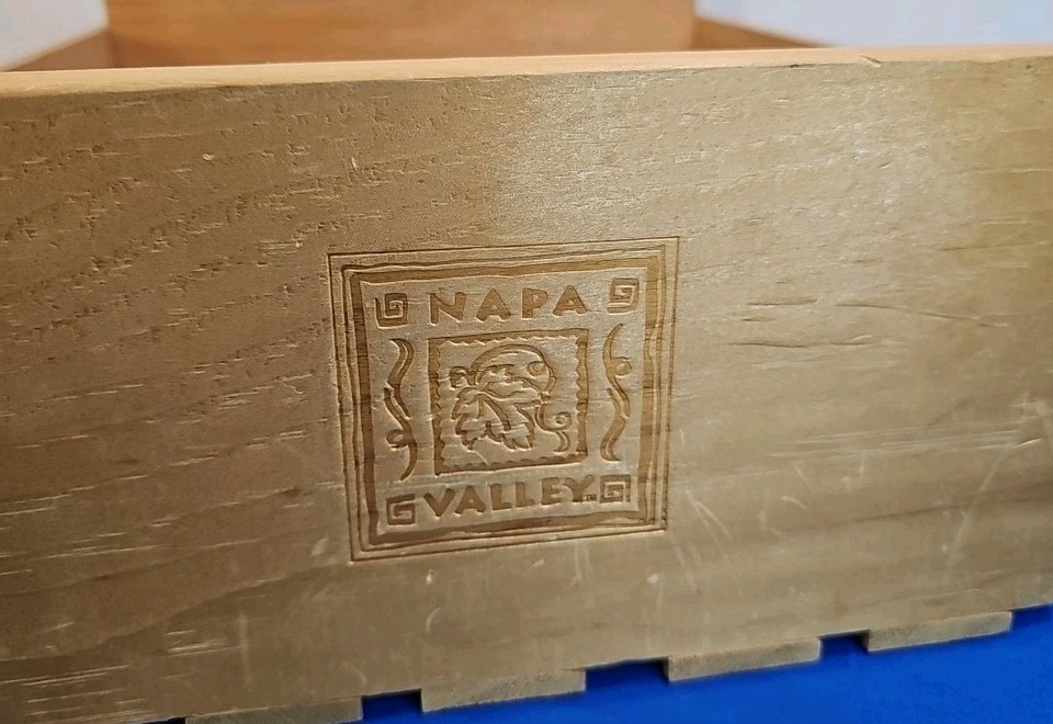 Vintage Napa Valley Wood Box - 54 CD DVD Storage Holder Rack Shelf ...