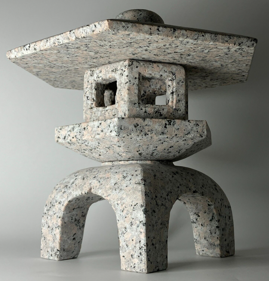 Pink Gray Stone Lantern Tourou Miniature Granite Japanese Garden ...