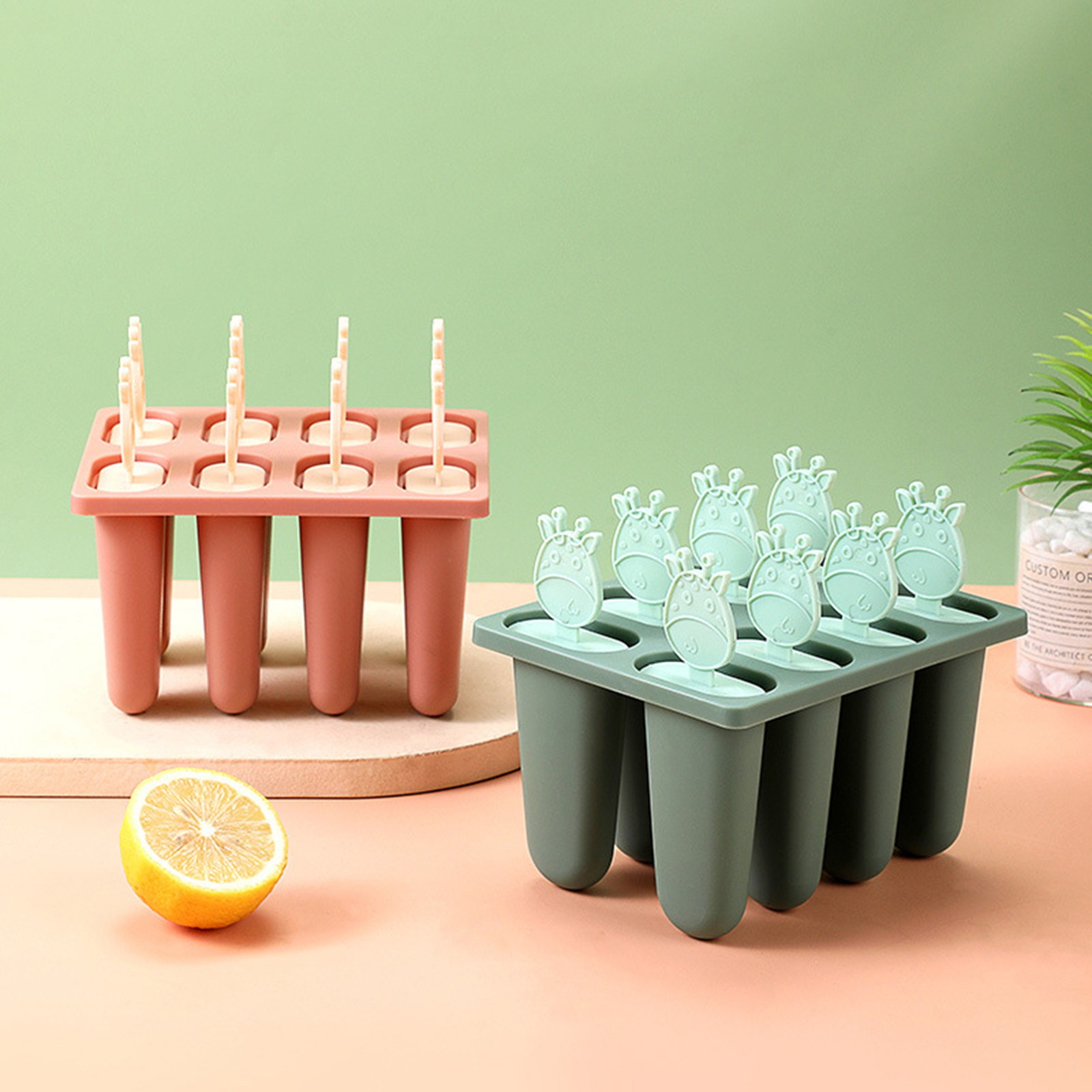 Popsicle Mold Food Grade Diy 8 Grids Cartoon Stick Popsicle Making Mold ...