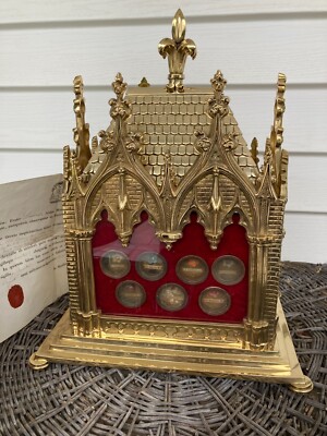+ Reliquary Shrine with 7 Relics & Document + 14" ht. (CU100) chalice ...