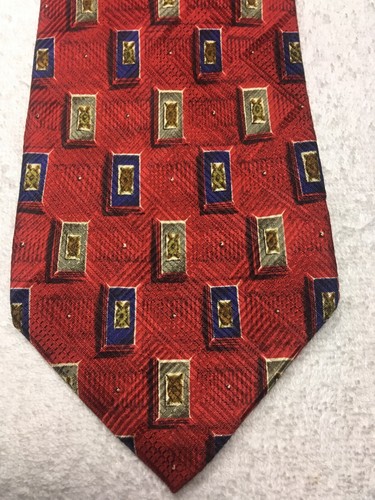 ROBERT TALBOTT MENS TIE RED WITH BLUE GOLD GRAY 4 X 59 | eBay