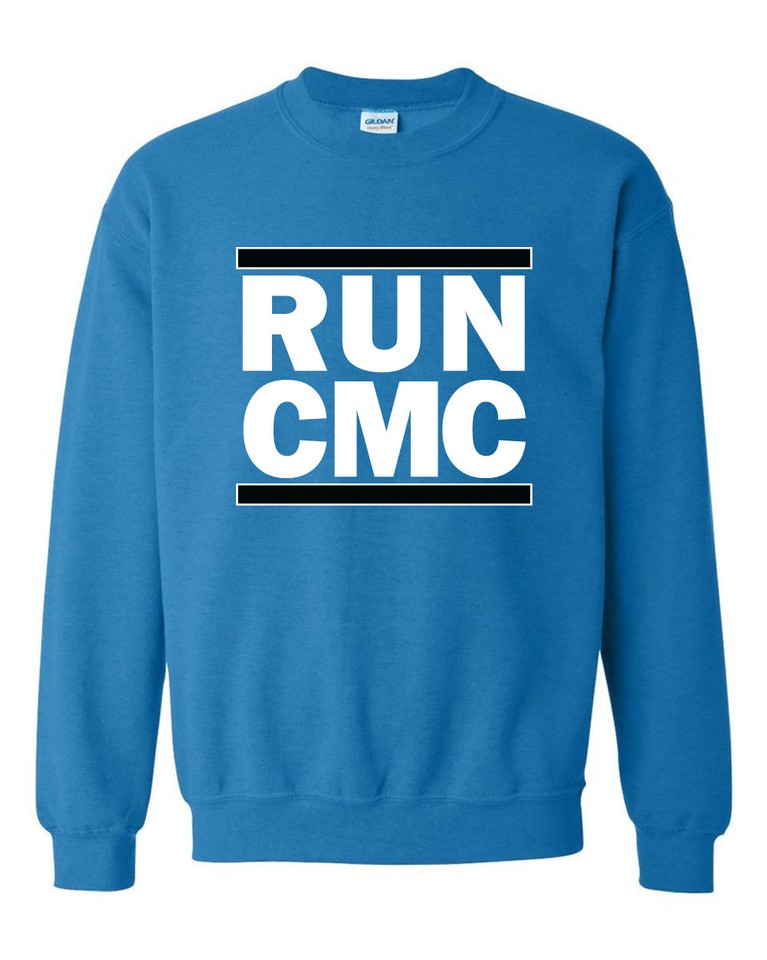 BLUE Christian McCaffrey Carolina Panthers "RUN CMC" shirt Hooded ...