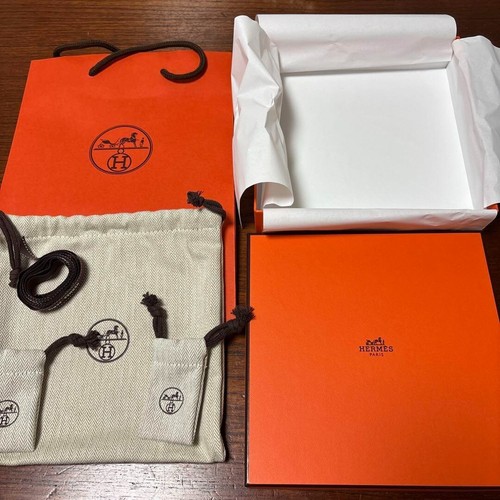 Hermes Orange Empty Gift Box Birkin 19.5x19.5x4.5 cm ribbon shopper | eBay