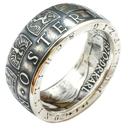 Austrian Silver Coin Ring made of 50 Shillings Austria, mens sizs, | eBay