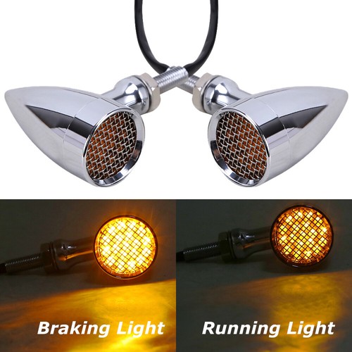 2x Motorcycle Chrome LED Bullet Turn Signal Light For Harley Touring ...