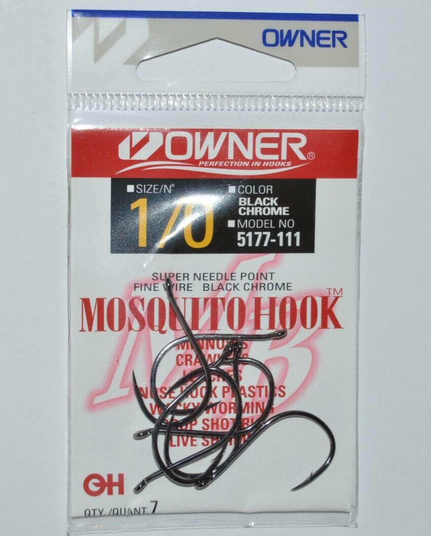owner bass drop shot wacky minnow mosquito nose hook 5177-111 size 1/0 ...