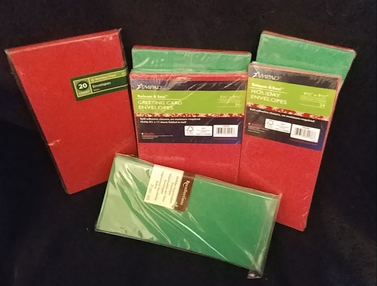 Ampad 24 Red Green Self Adhesive Greeting Card Envelopes 5 3 4 X 8 3