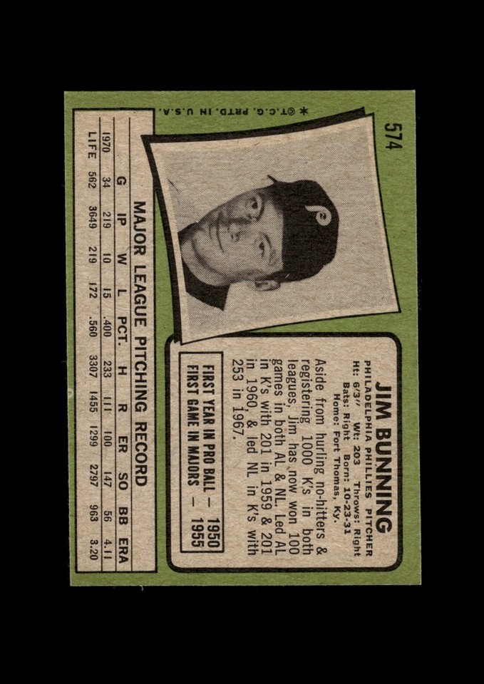 1971 Topps Set-Break #574 Jim Bunning NR-MINT *GMCARDS* | eBay