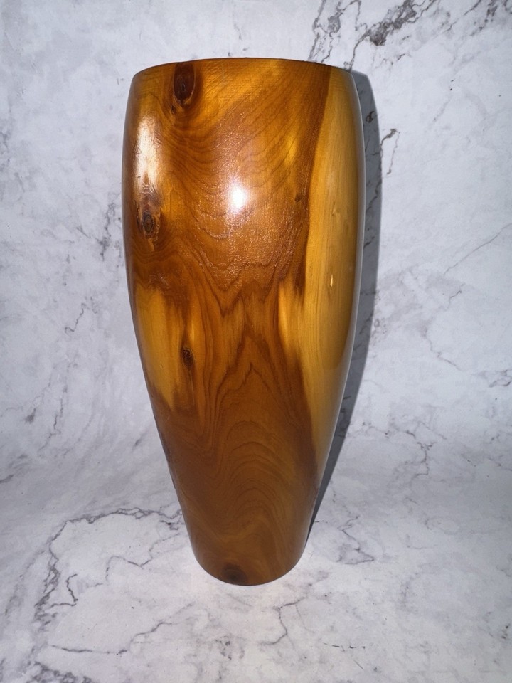 Vintage Mid Century Modern Hand Turned Polished Cedar Wooden Vase 11 ...