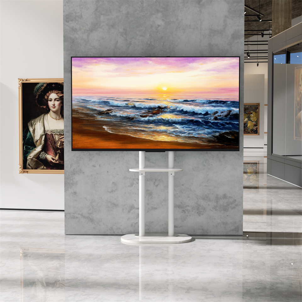 Height Adjustable Floor TV Stand with Mount Stone Shelf for 40”-75 ...