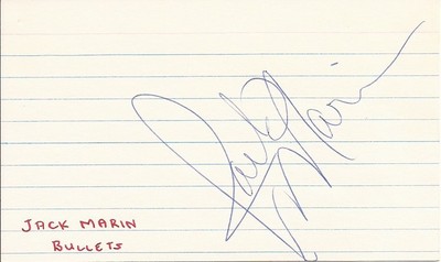 Jack Marin Bullets signed Autographed 3x5 Index card 15290 | eBay