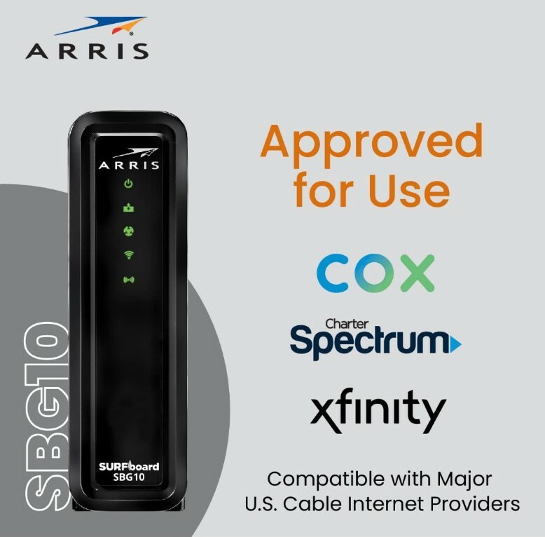 ARRIS SBG10 SURFboard AC1600 Dual-Band Cable Modem Router - Black ...