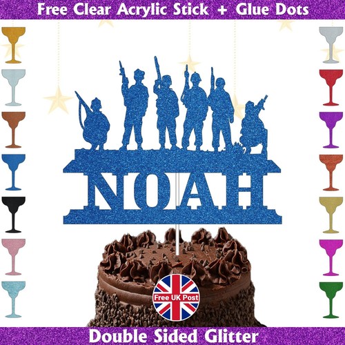 Personalised Army Military Birthday Cake Topper Glitter Keepsake Any ...