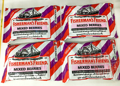 4 packs 25g. Fisherman s Friend Mixed Berries Flavour Lozenges Candy ...