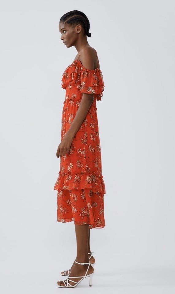 Zara Ruffled Floral Dress | eBay