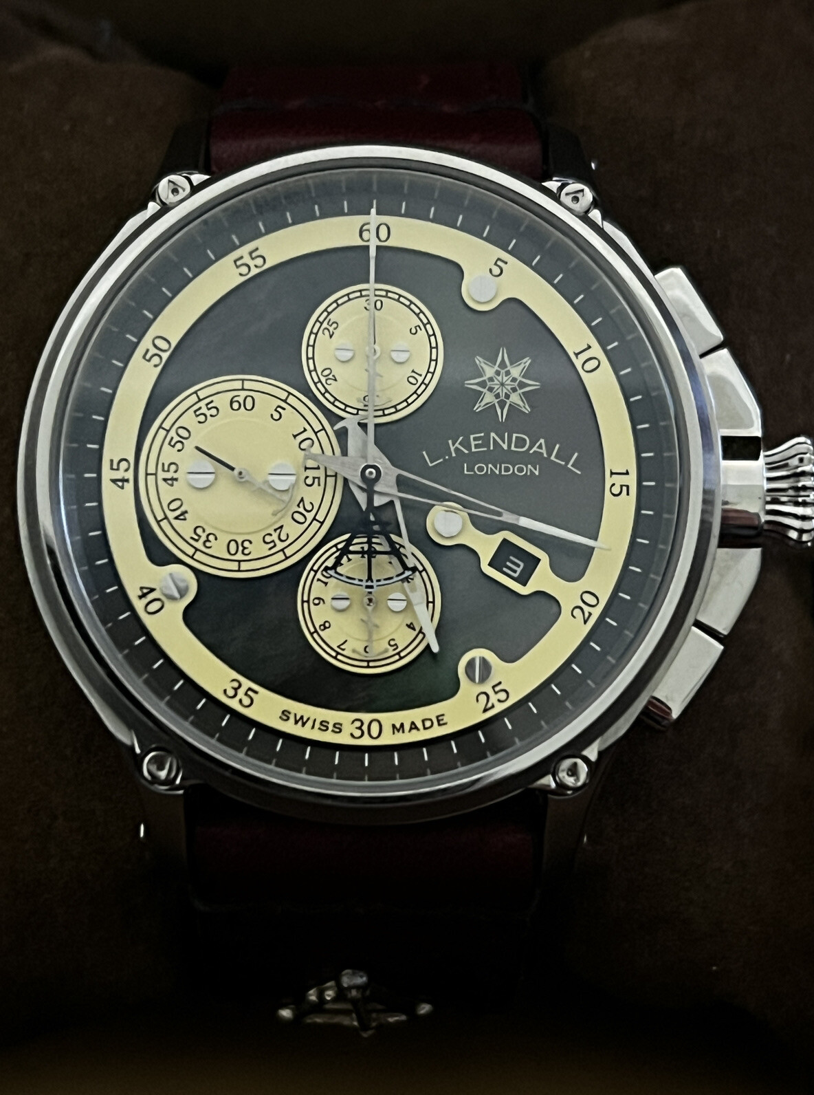 L Kendall Mens Swiss Automatic Mens Chronograph Watch Black Mother Of Pearl Mop | eBay