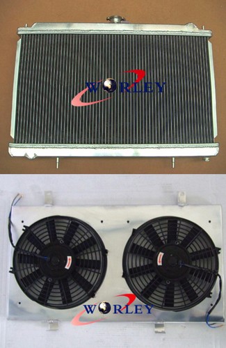 For 52mm Nissan Silvia S14 S15 SR20DET Aluminum Radiator+Fan Shroud ...