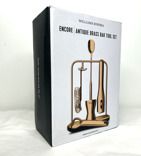 Williams Sonoma Encore Antique Brass Bar Tool Set of 6 Sealed Bartender ...
