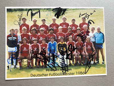 BAYERN MÜNCHEN Deutscher Meister 1986 (16x signiert) signed Foto 13x18 ...