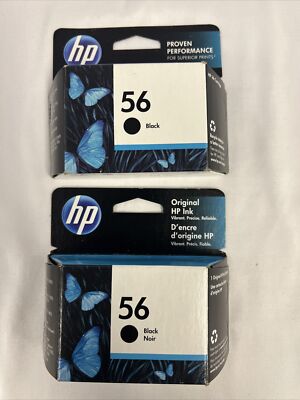 (Lot of 2) Genuine HP 56 Black Ink Cartridges - C6656AN - 2015 & 2021 ...