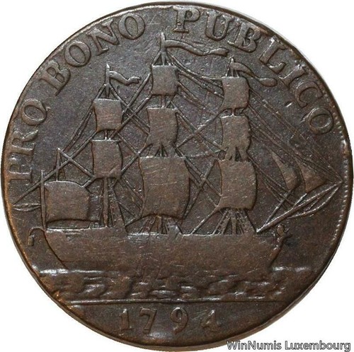 G4264 United Kingdom 1/2 Penny Hampshire Gosport J. Jordan 1794 -> Make ...