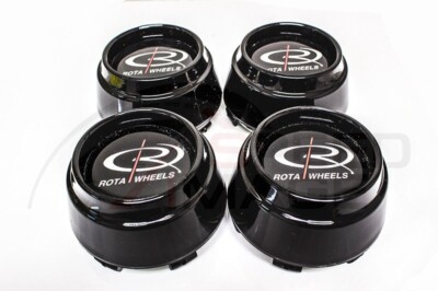 ROTA WHEELS P45R P45F GLOSS BLACK REPLACEMENT WHEEL CENTER CAPS RB