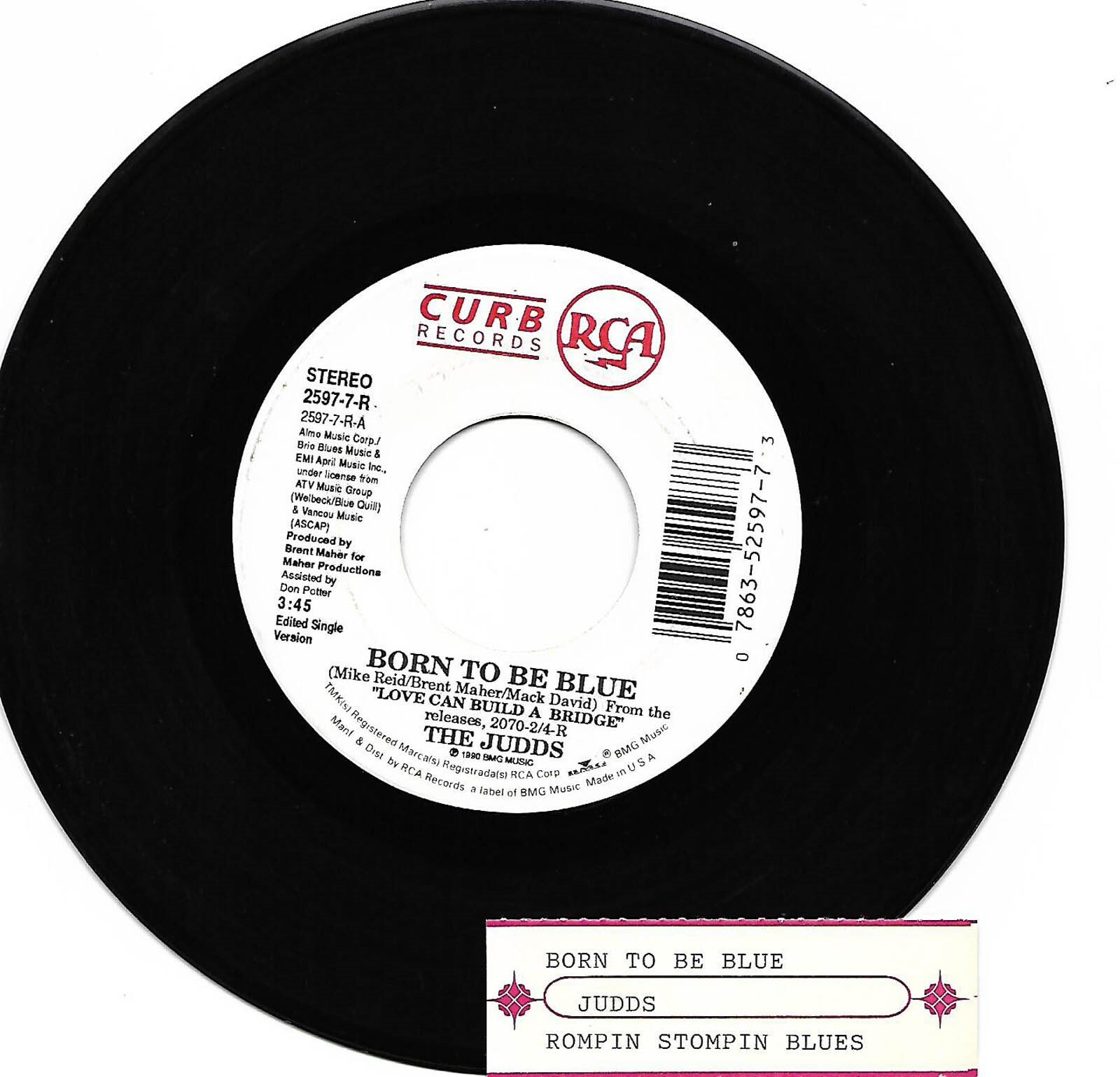 The Judds, Born To Be Blue/Rompin' Stompin' Blues 45 VG+ 1990 Curb/RCA ...