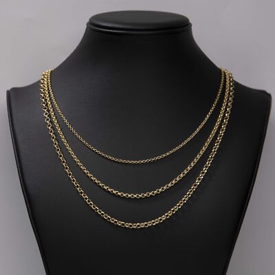 Round Rolo Link Chain Necklace Real 10K Yellow Gold All Sizes | eBay