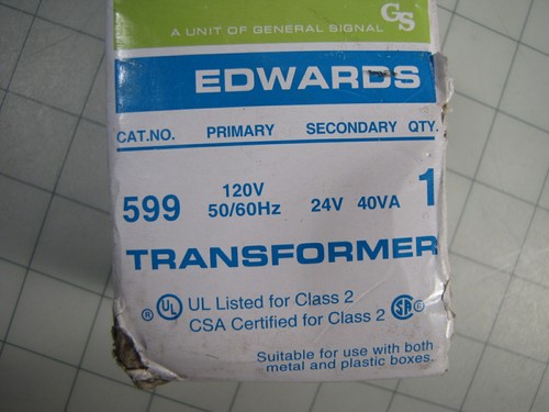Edwards 599 Signaling Transformer 24V 40Va NEW | eBay