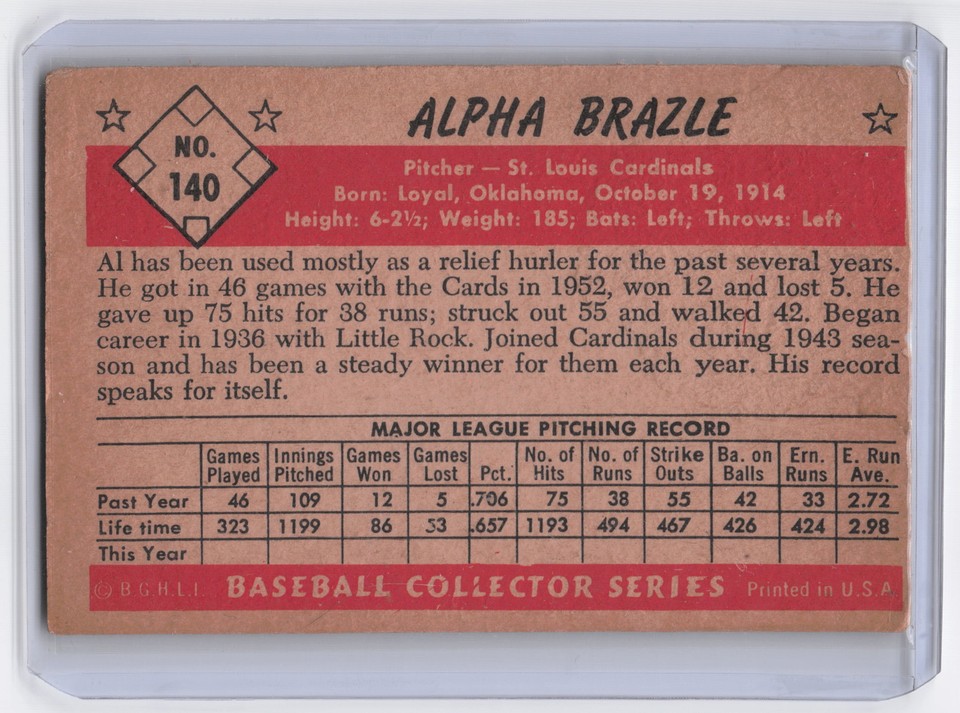 1953 Bowman Color #140 Al Brazle Very good | eBay