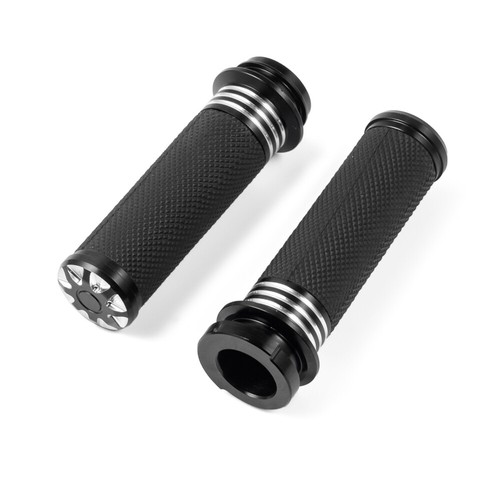 Pair 1'' CNC Edge Cut Handlebar Hand Grip for Harley Electronic ...