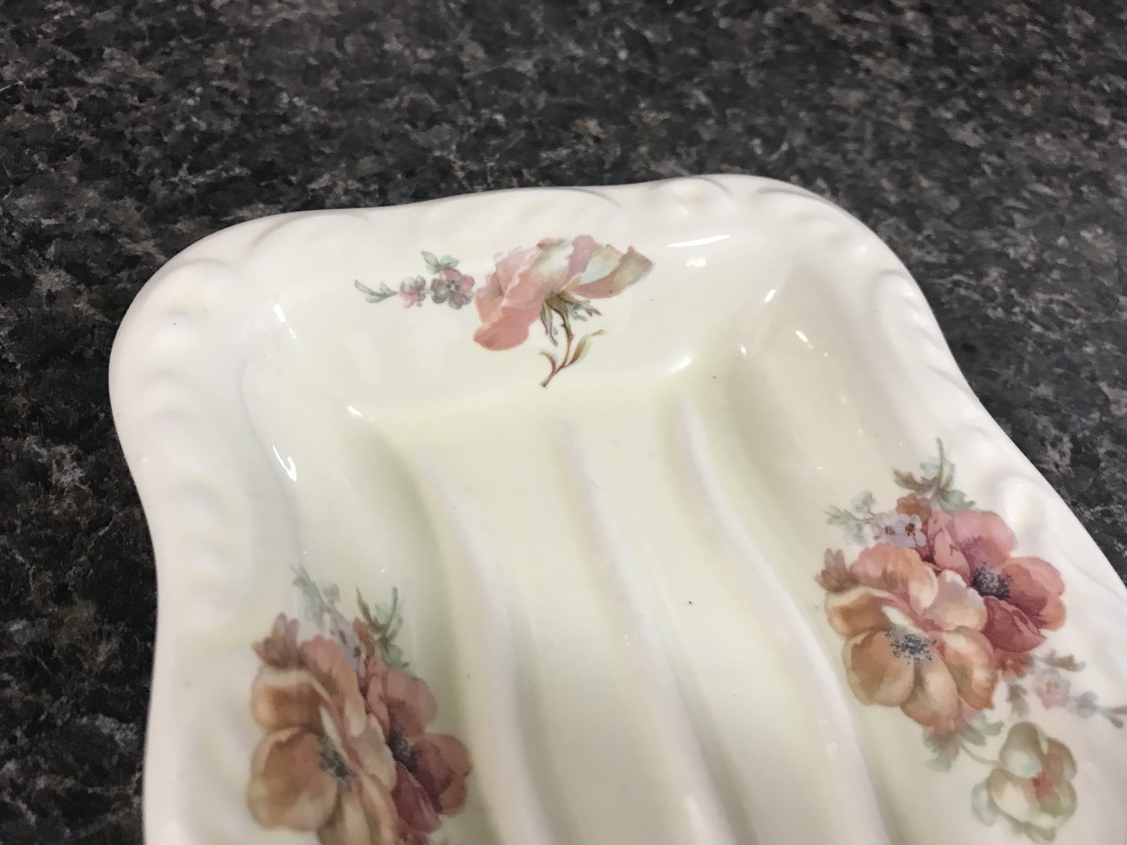 Vintage VB Athena California Pottery Soap Dish - Pink & Peach Flowers ...