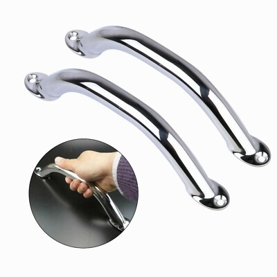 2X Stainless Steel Grab Handle Polished 9" Marine Boat Round Tube ...